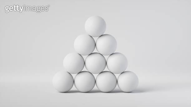 3d render, abstract minimalist geometric background. Pile of white ...