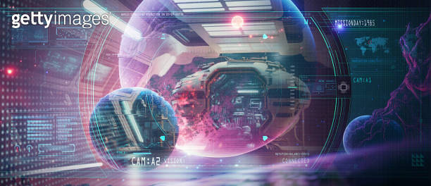 HUD ui futuristic user interface.3d global world map and business data ...