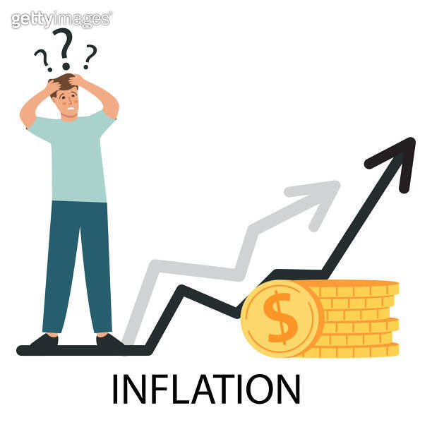 Economic inflation dollar value increase.Cost low and loss. Tiny people ...