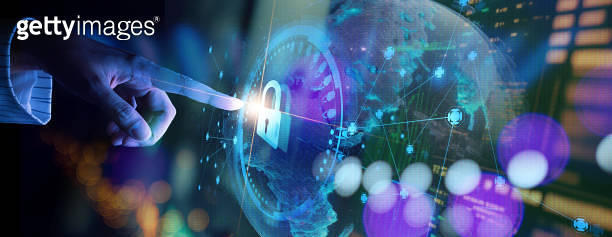 Network security system concept,Businessman using tablet and set up ...