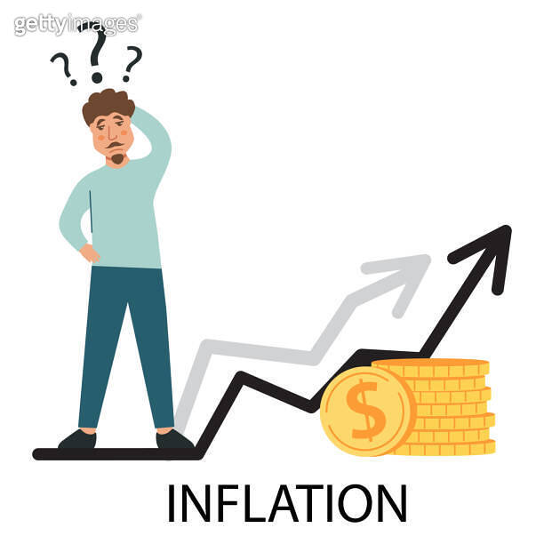 Economic inflation dollar value increase.Cost low and loss. Tiny people ...