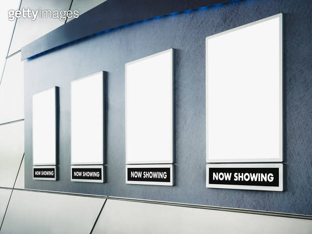 Mock up posters frame Now showing Poster at Movie theatre 이미지 ...