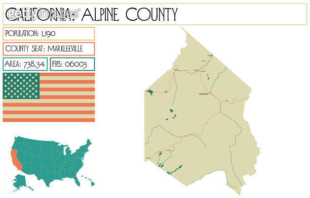 Map of Alpine County in California, USA. (1535794986) 일러스트, 무료 일러스트 ...