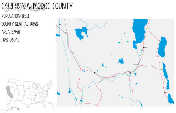 Large and detailed map of Modoc County in California, USA. (1688613492 ...