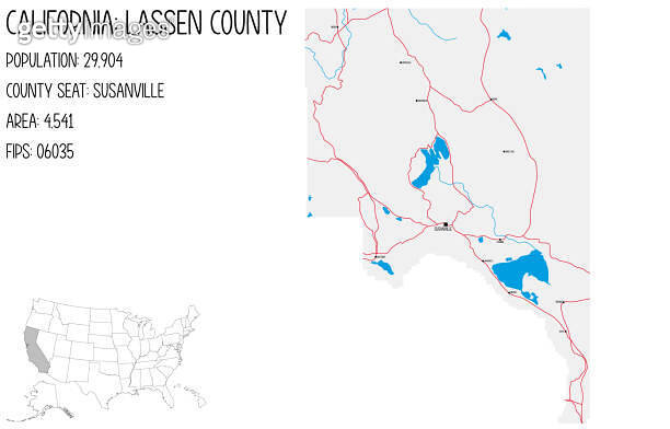 Large and detailed map of Lassen County in California, USA. (1629192092 ...