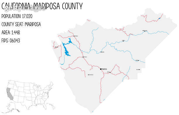 Large and detailed map of Mariposa County in California, USA ...