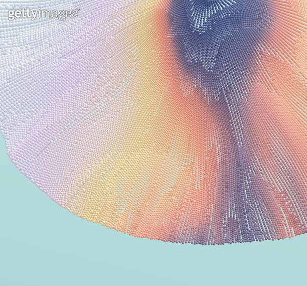 Cover design template. Abstract background with dynamic particles. Circular grid pattern. 3d ...