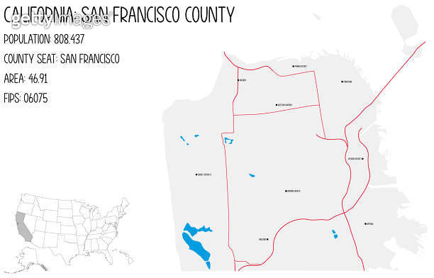 Large and detailed map of San Francisco County in California, USA ...