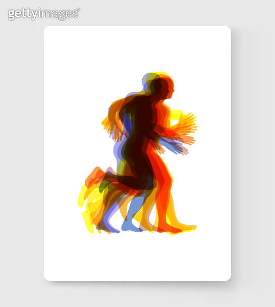 Runners group in motion. Design for sport. Emblem for marathon and ...