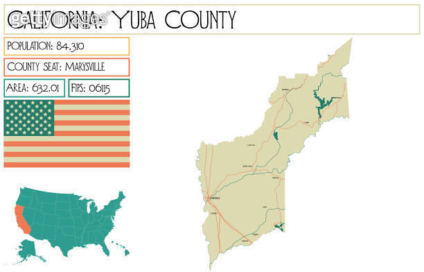 Large and detailed map of Yuba County in California USA. (1807659303 ...