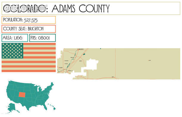 Large and detailed map of Adams County in Colorado USA. (1807659320 ...
