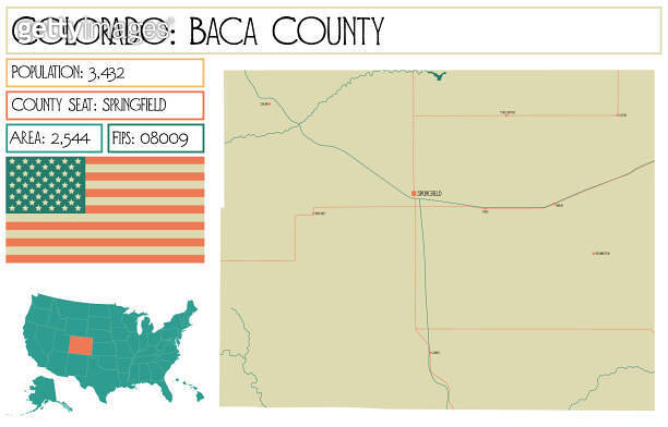 Large and detailed map of Baca County in Colorado USA. 이미지 (1807659850 ...