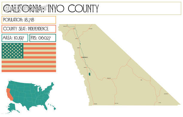 Large and detailed map of Inyo County in California, USA. (1571373540 ...