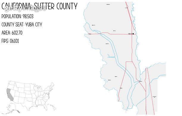 Large and detailed map of Sutter County in California, USA. (1766896035 ...