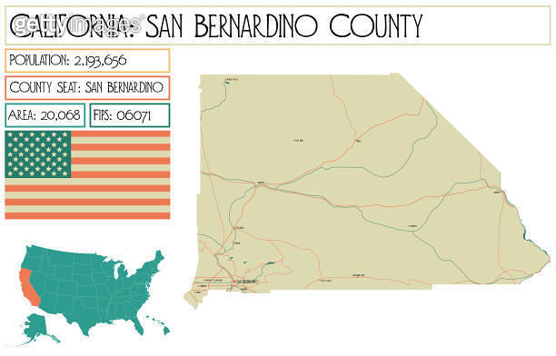 Large and detailed map of San Bernardino County in California, USA ...