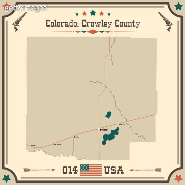 Large and accurate map of Crowley County, Colorado, USA with vintage ...