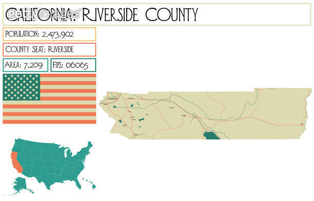 Large and detailed map of Riverside County in California, USA ...