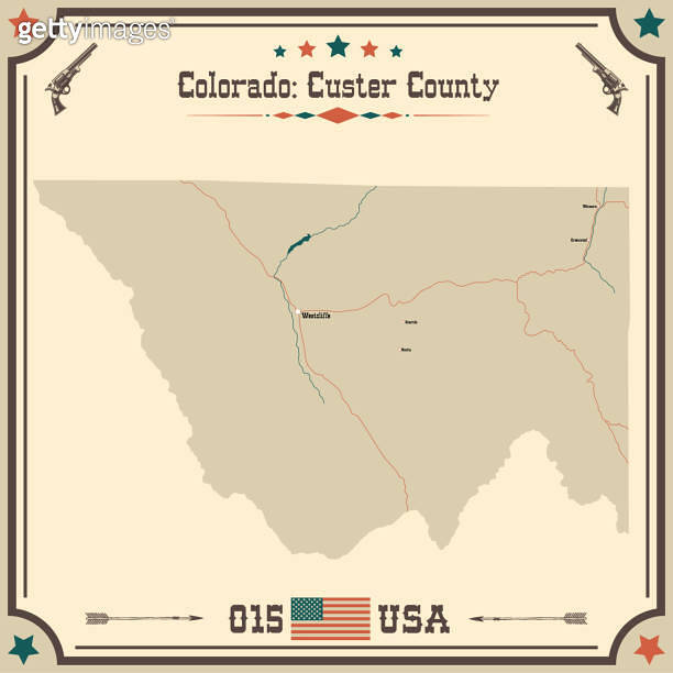Large and accurate map of Custer County, Colorado, USA with vintage ...