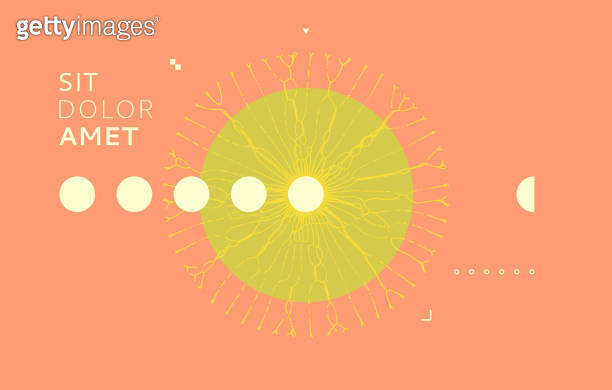 Array with dynamic particles of small particles in circle. Modern ...