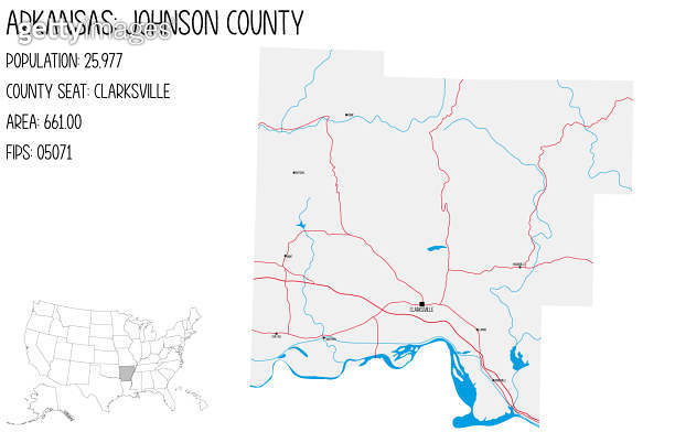 Map of Johnson County in Arkansas, USA. (1487263363) 일러스트, 무료 일러스트 - 게티 ...