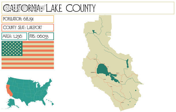 Large and detailed map of Lake County in California, USA. 이미지 ...