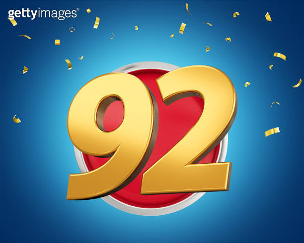 Gold Number 92 Gold Number Ninety Two On Rounded Red Icon with ...
