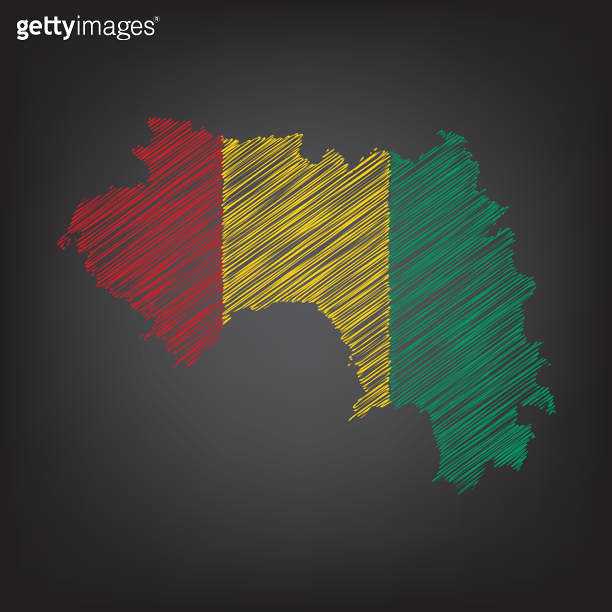 Scribble map of Guinea. Sketch Country map colors for infographic, brochures and presentations ...