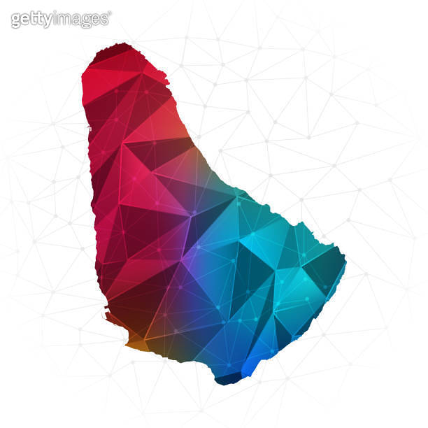 Barbados Map - Abstract polygon vector illustration low poly colorful ...