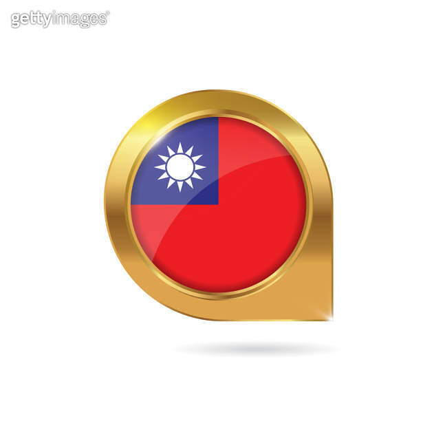 Taiwan flag location map pin, pointer with icon country gold frame 이미지 ...
