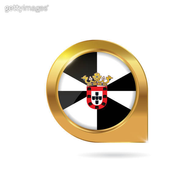 Ceuta flag location map pin, pointer with icon country gold frame ...
