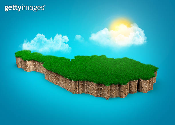 Austria Map Soil Land Geology Cross Section With Green Grass And Rock ...