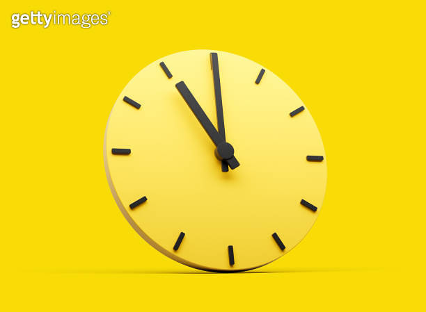 3d Simple Yellow Round Wall Clock 11 O'Clock Eleven O'clock On Yellow ...