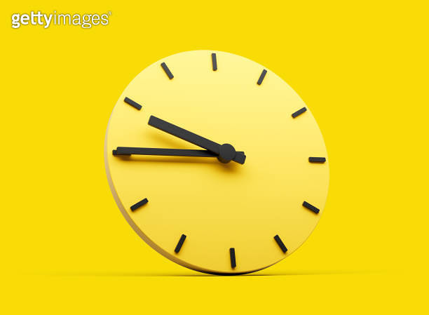 3d Yellow Round Wall Clock 9:45 Nine Forty Five Quarter To 10 On Yellow ...
