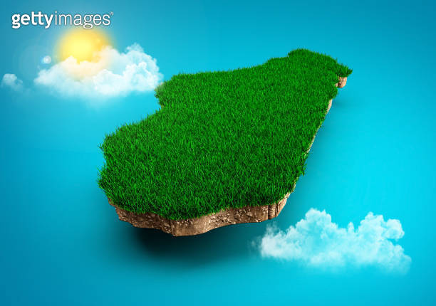 Madagascar Map, Realistic 3D Map of Madagascar Clouds Tree sun rays on ...