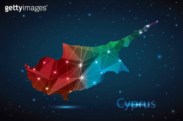 Polygon Map of Cyprus. Vector Illustration Low Poly Color Rainbow ...