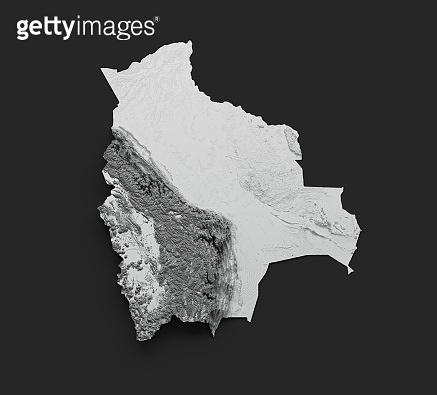 Bolivia Map Bolivian Flag Shaded relief Color Height map on Black ...
