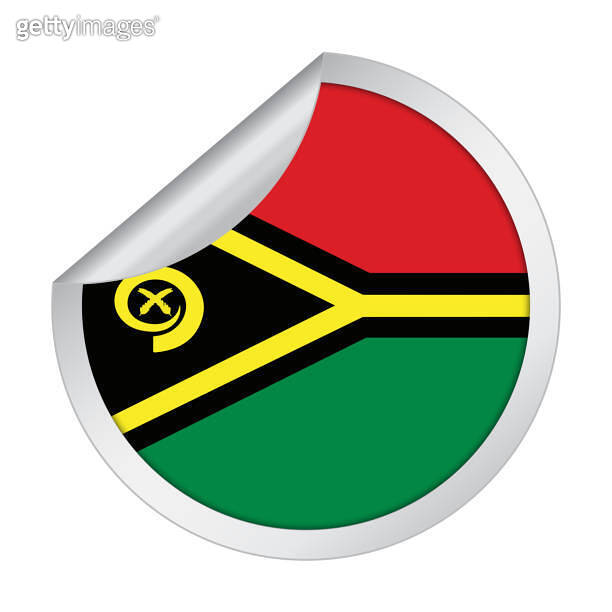 Vanuatu sticker flag icon with peel off corner isolated on white ...