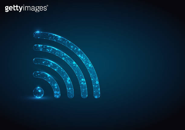 Wi-Fi network icon. Low poly abstract Wi Fi sign. Wlan access, wireless hotspot signal symbol ...