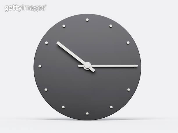 Simple clock gray 10 15 Ten Fifteen o clock. Modern Minimal Clock. 3D ...