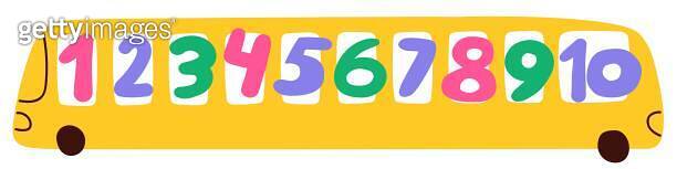 Numbers 1 - 10. Cute kids bus. Learning to count for children 이미지 ...
