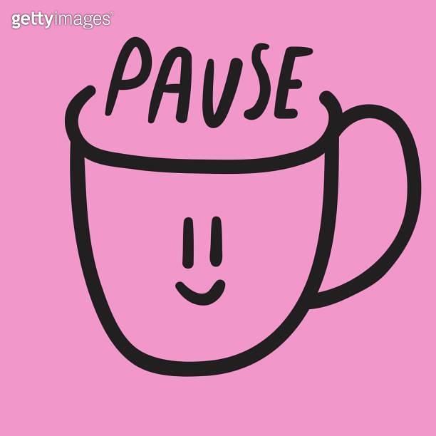 Pause. Cute coffee cup. 이미지 (1494749507) - 게티이미지뱅크