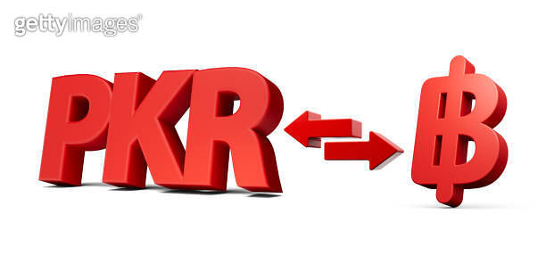 3d Red Pakistani Rupee And Baht Symbol Icons Money Exchange Arrows ...