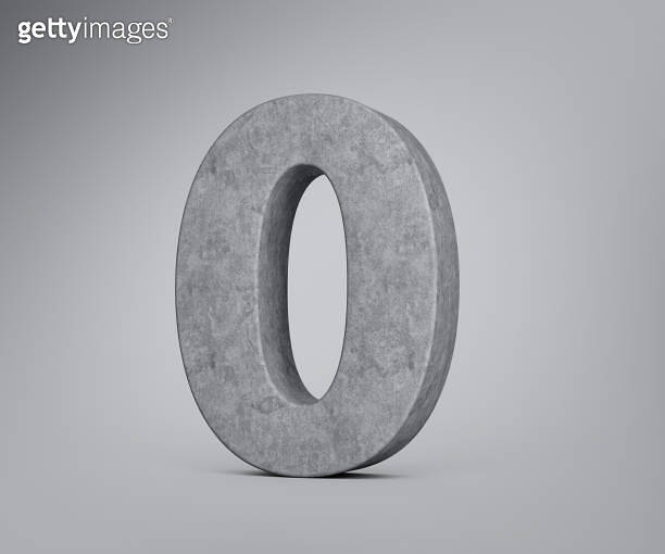 3d Concrete Number Zero 0 Digit Made Of Grey Concrete Stone On Grey ...