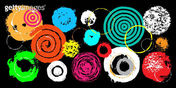 circle shape texture vector design element set, abstract multicolored ...