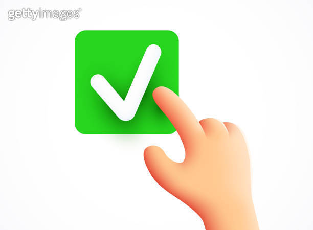 3d Hand pressing the ok button. Correct answer. (1460489521) 일러스트, 무료 ...