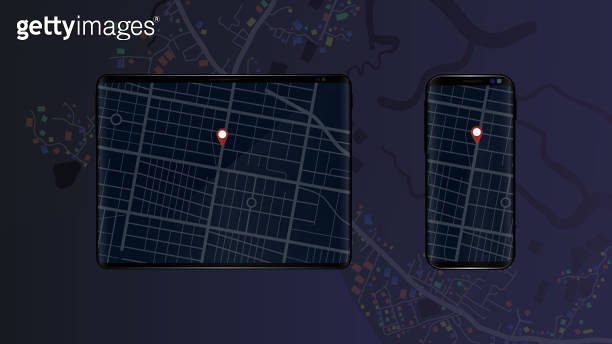 abstract background of route navigation location map with color ...