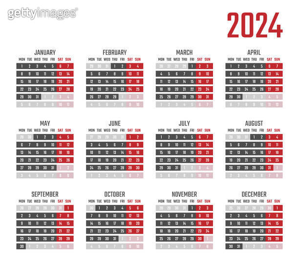 calendar for 2024 starts monday, vector calendar design 2024 year ...