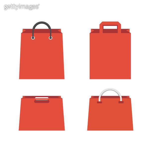red shopping paper bag icon set 이미지 (1746213138) - 게티이미지뱅크