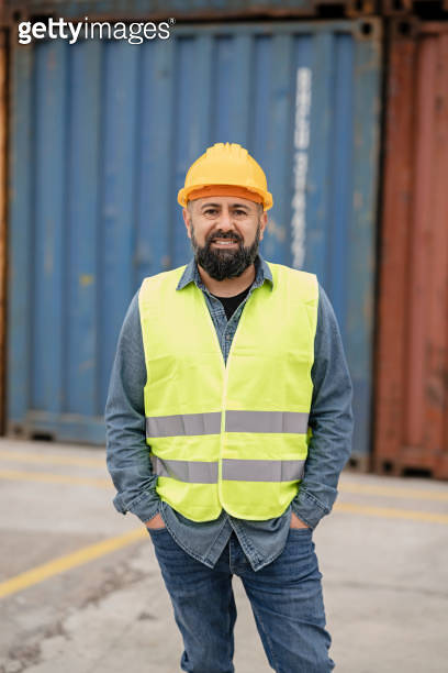 portrait of container shipping delivery cargo logistic work manager at ...