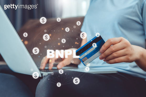 BNPL-Buy Now Pay Later shopping online icon , Online banking woman ...
